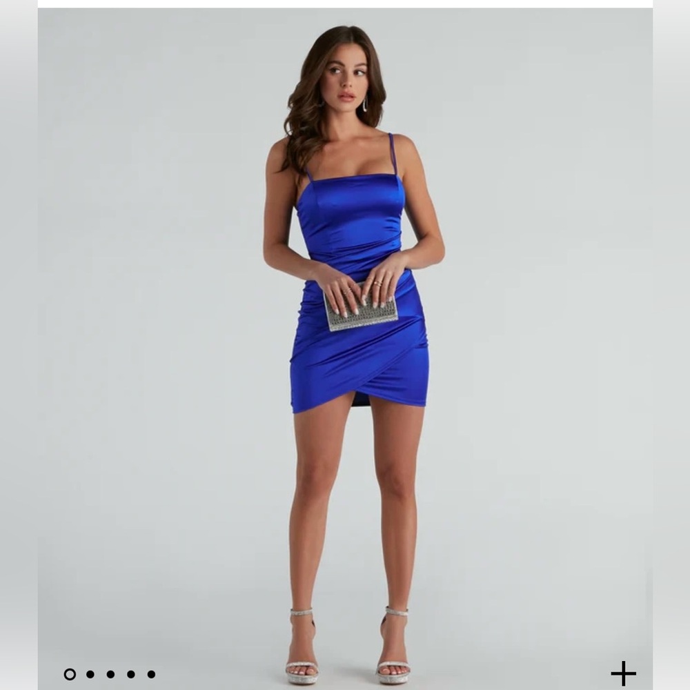 Royal Blue Windsor Satin Mini Dress - Gem